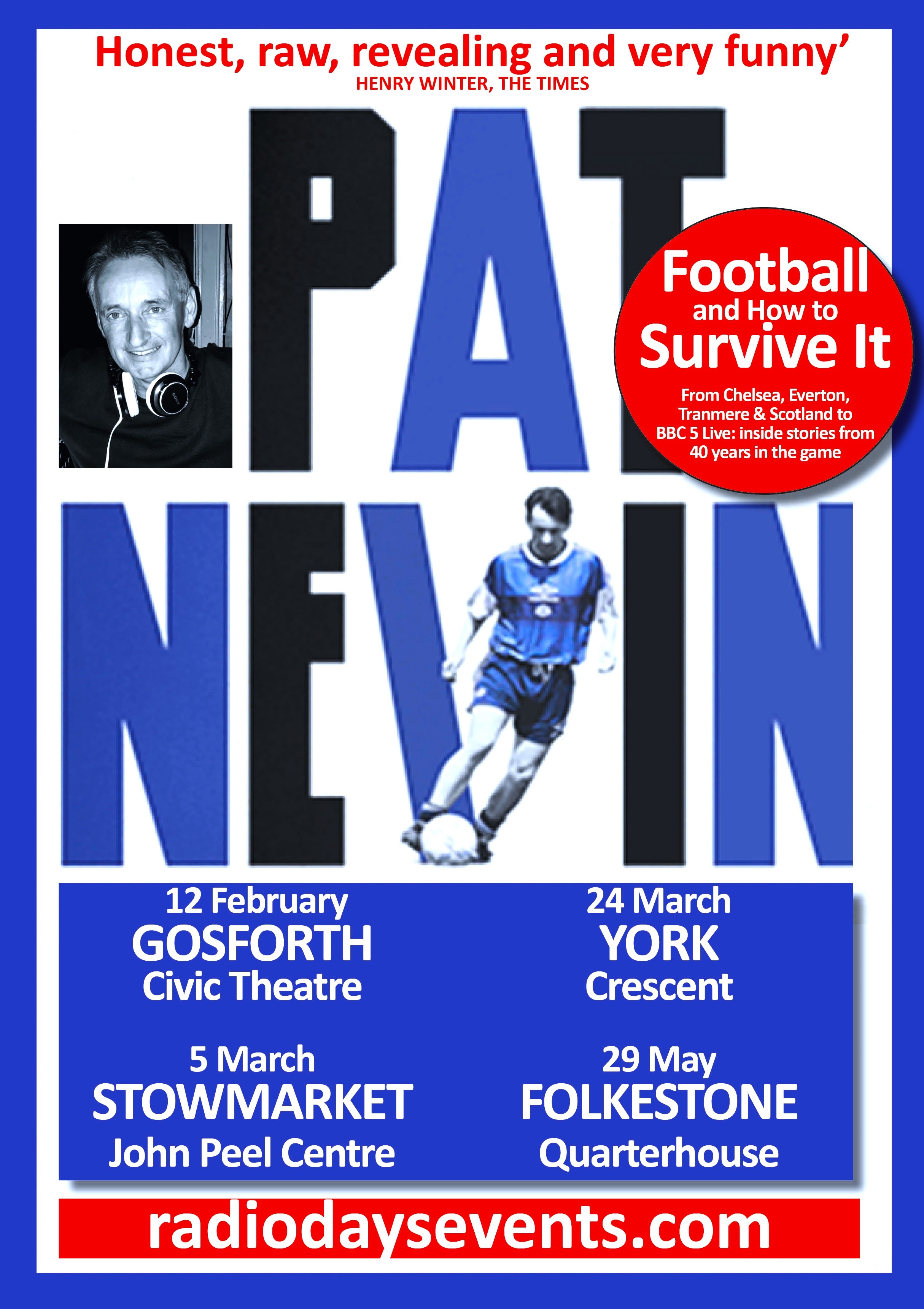 2026 shows now on sale: Pat Nevin, Matt Rendell, Carlton Kirby & more ...